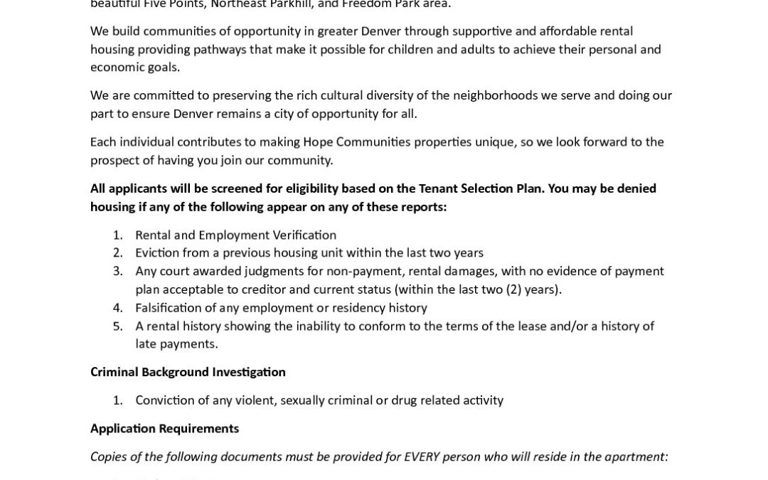 Application - Hope Communities